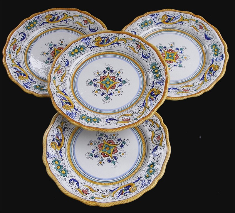 DERUTA ITALIAN POTTERY 4 HAND PAINTED RAFFAELLESCO PATTERN DINNER ... DERUTA ITALIAN POTTERY 4 HAND PAINTED RAFFAELLESCO PATTERN DINNER ...
